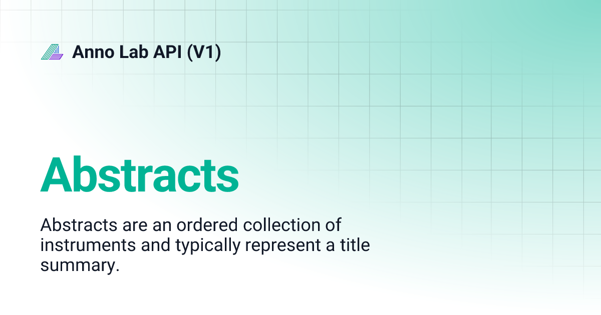 Abstracts | Anno Lab API (V1)